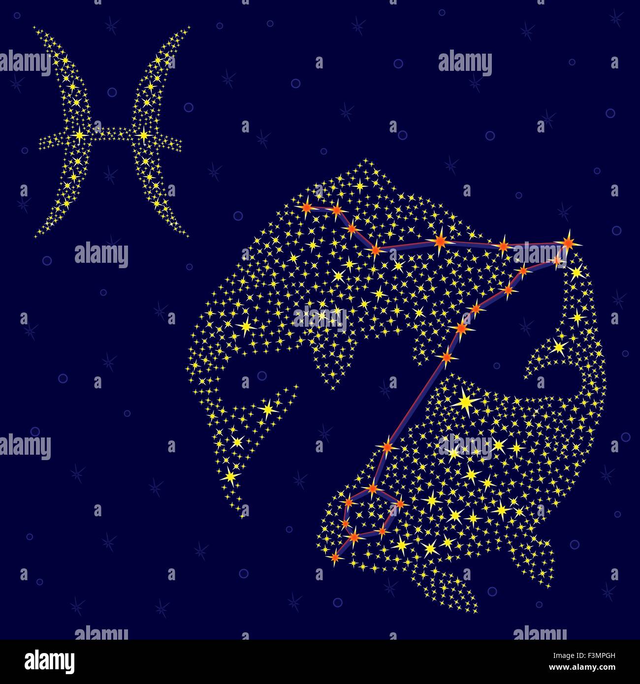 Sternzeichen Fische auf einem Hintergrund von den Sternenhimmel mit dem ...