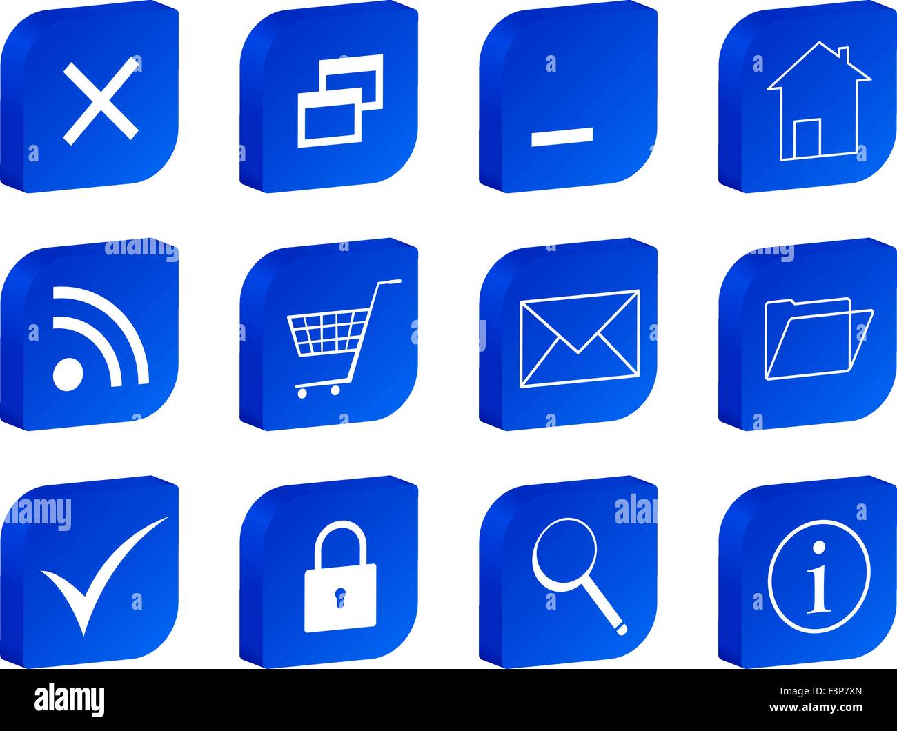 3D blue Icon-Set. Vektor-Illustration Stock-Vektorgrafik - Alamy