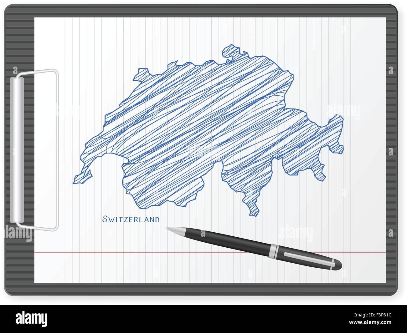 Zwischenablage mit der Schweiz Karte zeichnen. Vektor-Illustration ...