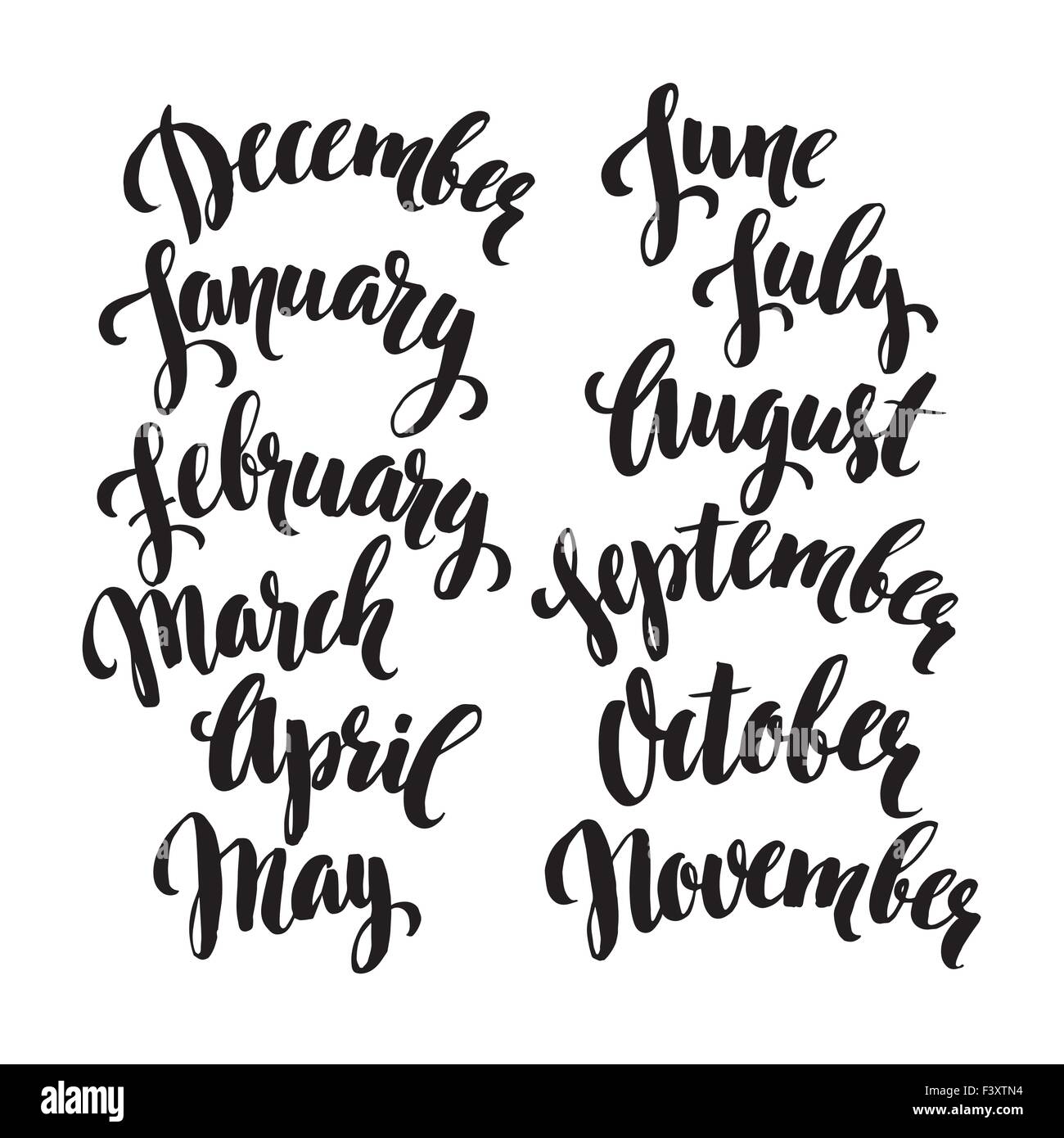 Handwritten Lettering Colorful Names Month Stockfotos und -bilder ...