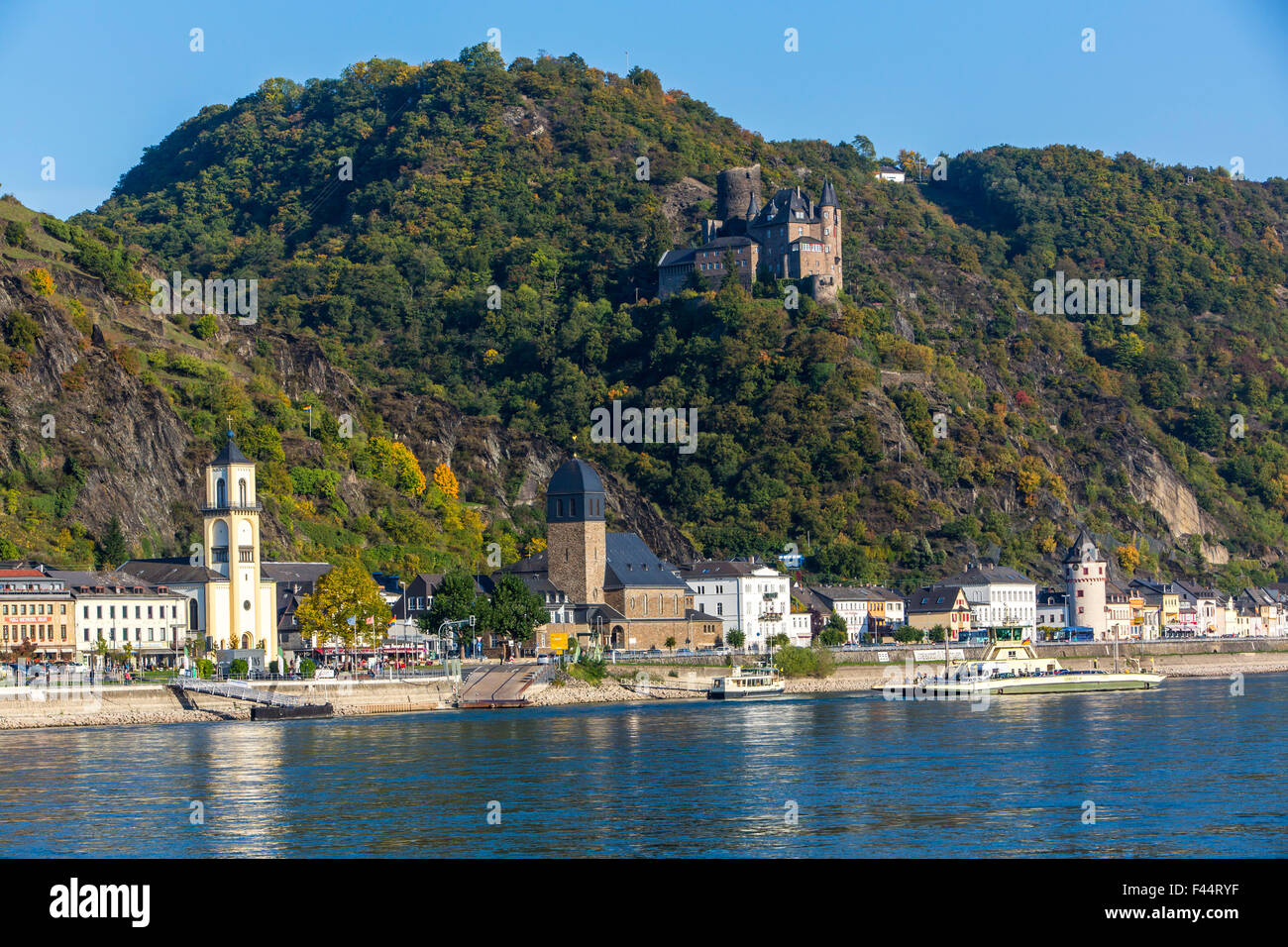 Wein-Dorf St.Goarshausen, obere Midldle Rheintal, Burg Katz schloss ...