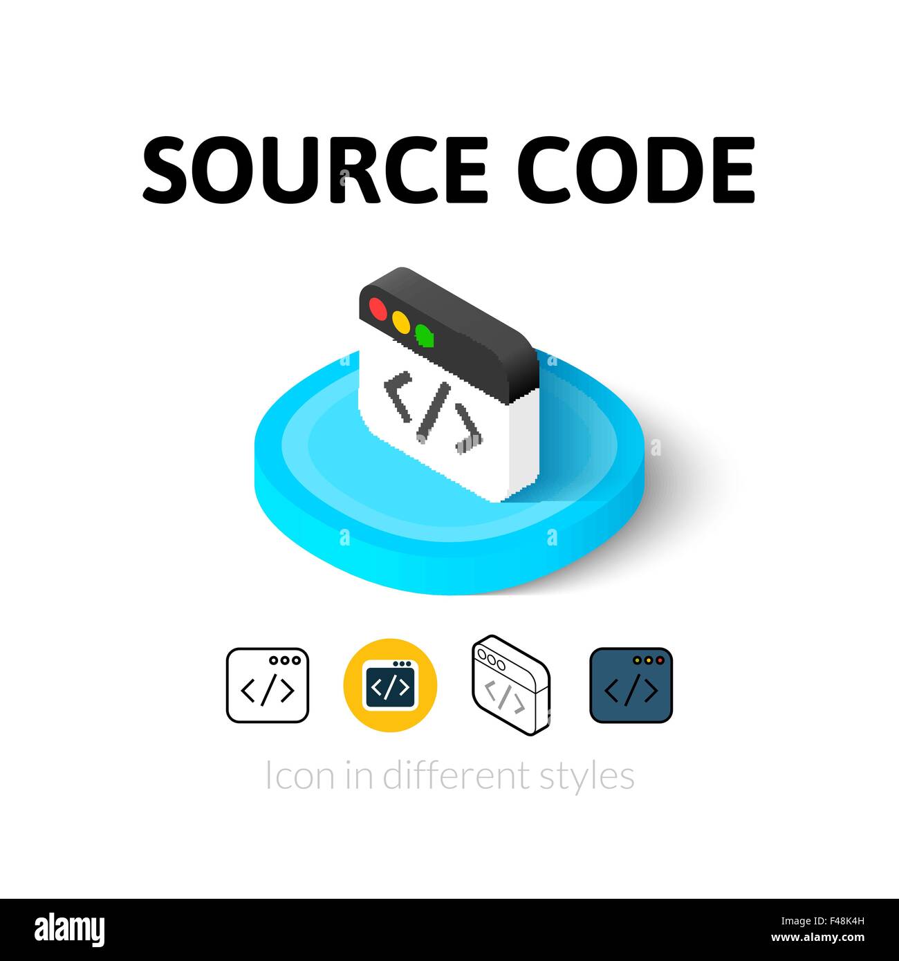 Source Code Symbol in verschiedenen Stil Stock-Vektorgrafik - Alamy