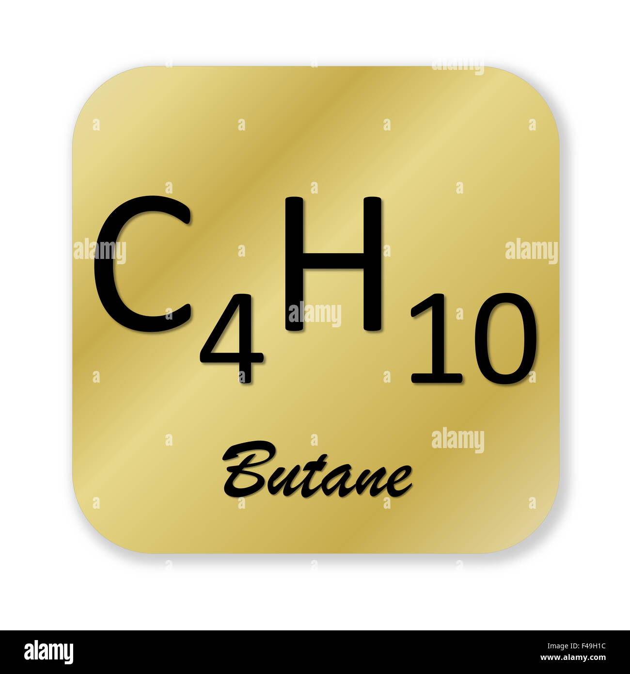 Goldene chemische Formel von Butan Symbol in weißen Hintergrund ...