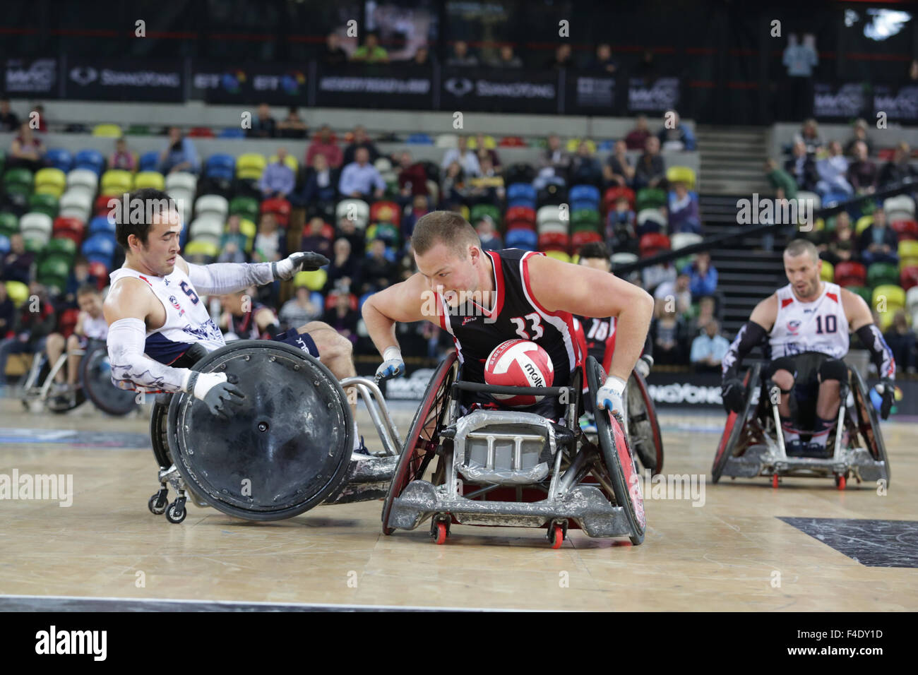 London, UK. 16. Oktober 2015. Welt Rollstuhl Rugby Challenge Finale uns ...