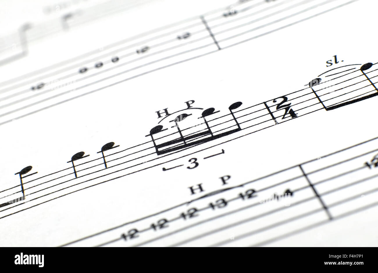 Music Notes On Paper Stockfotos und -bilder Kaufen - Alamy