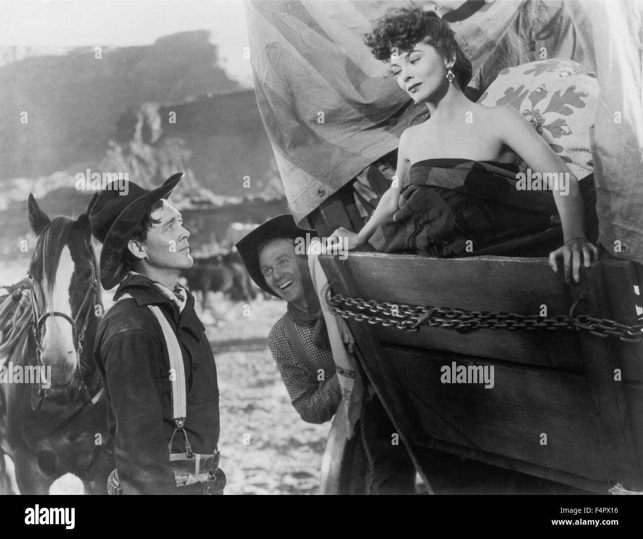 Ben Johnson, Harry Carey Jr. und Joanne Dru / Wagon Master / 1950 unter der Regie von John Ford ...
