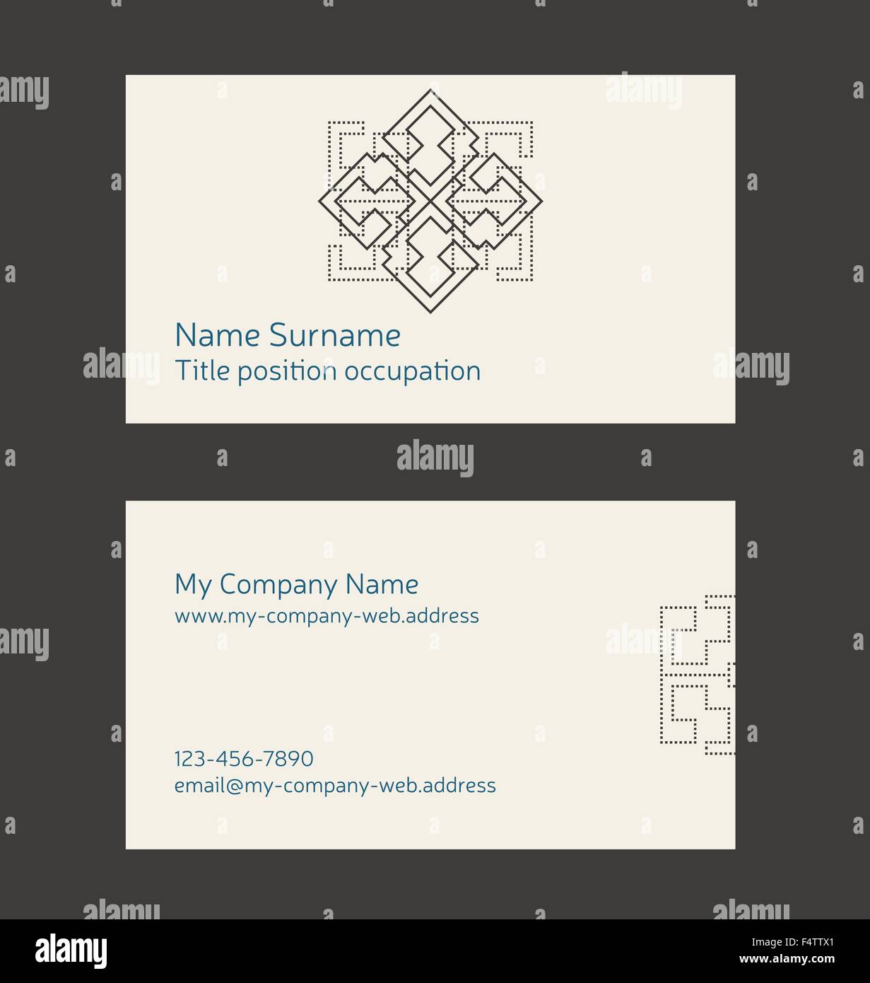 Visitenkarten-Layout. Lineare geometrische Logo und Muster. Editierbare ...