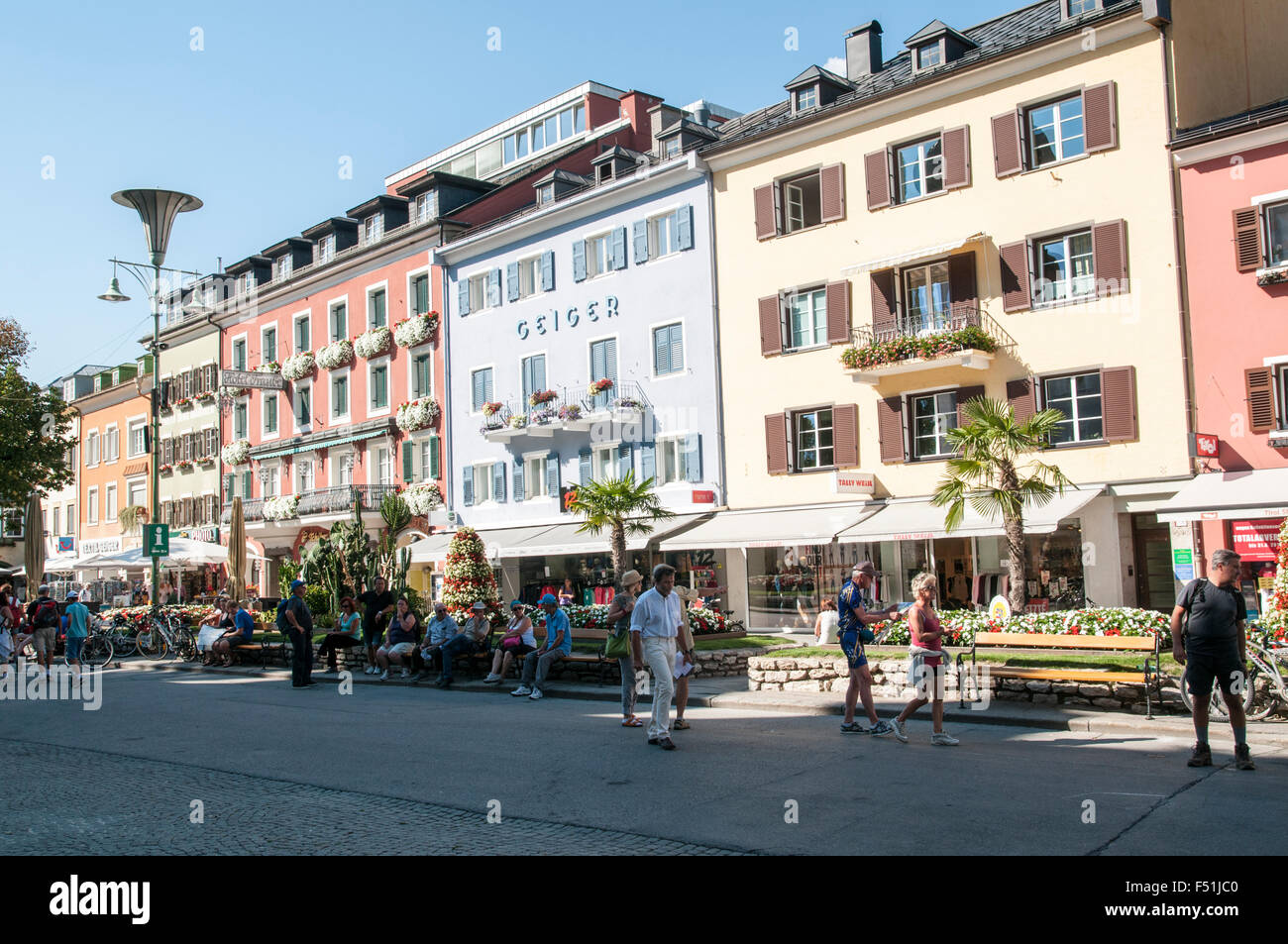 Lienz, Tirol, Österreich. die Fußgängerzone und Einkaufsmeile ...