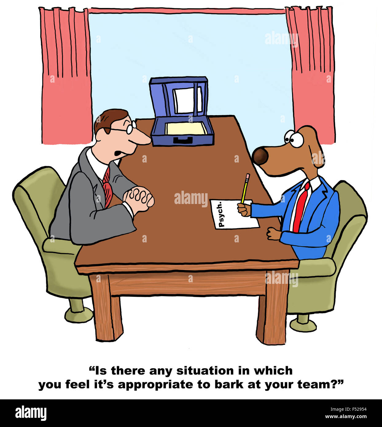 Business-Cartoon von Job und Psych interview, "Ist jede Situation, in ...