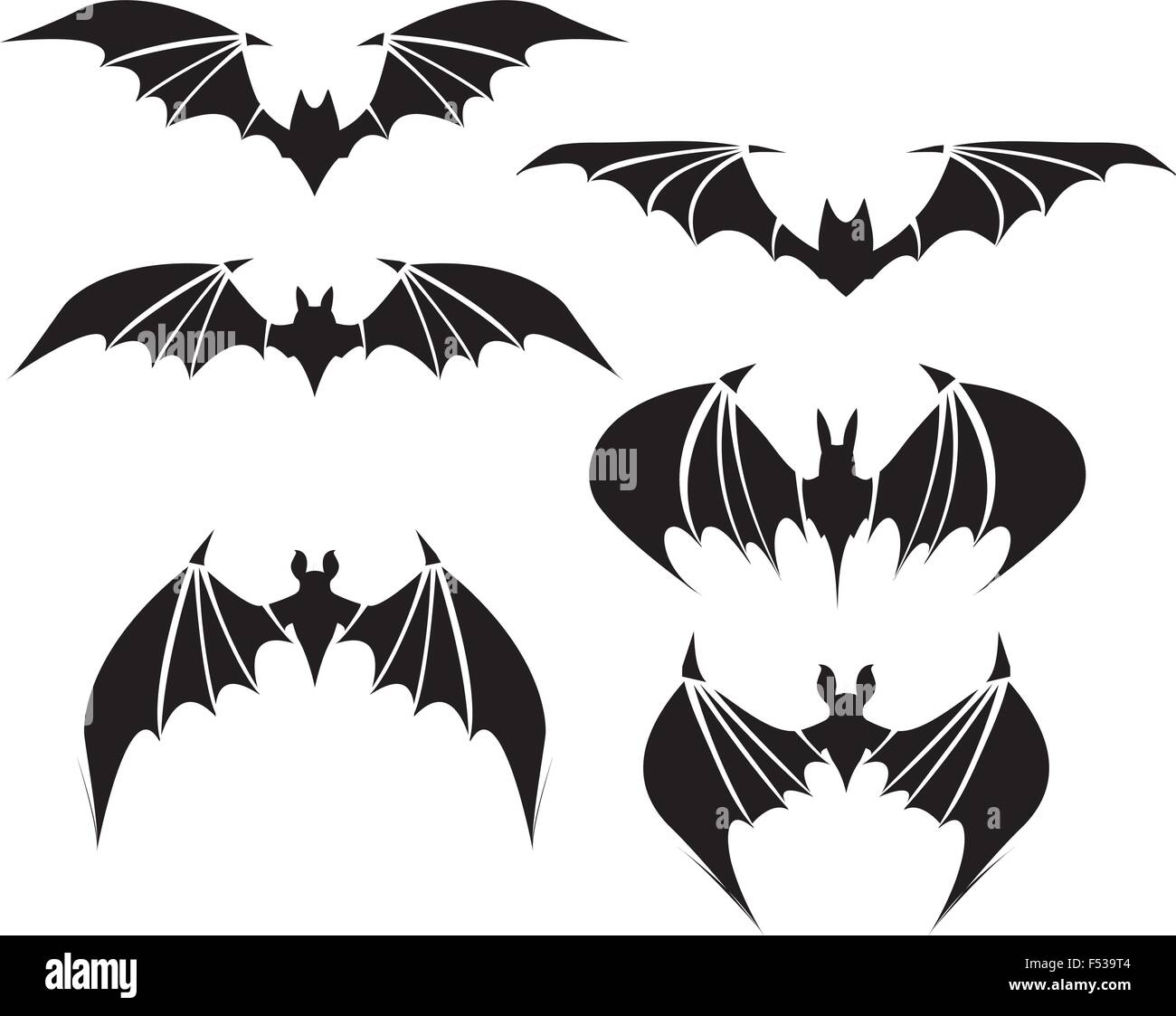Symbol der Fledermaus mit großen Flügeln, Vektor Stock-Vektorgrafik - Alamy