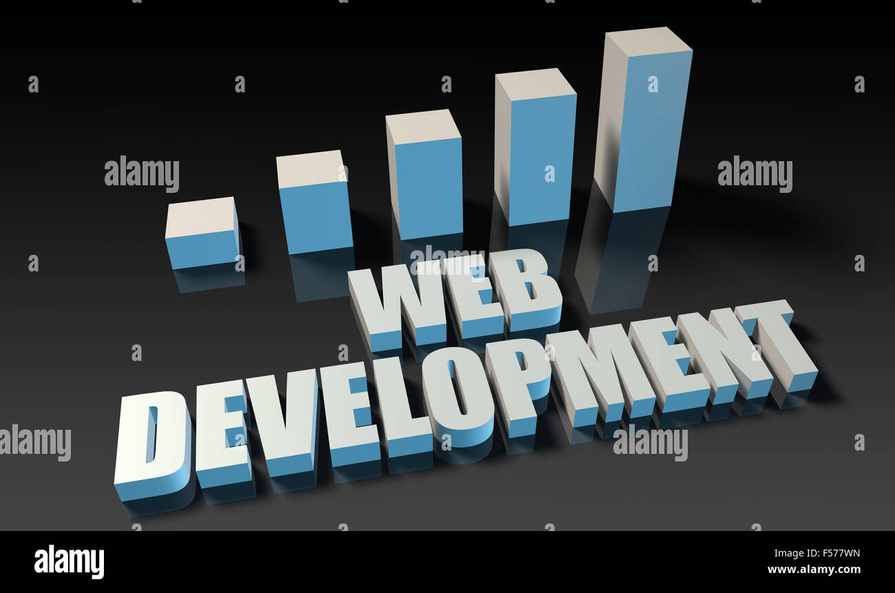 Web-Entwicklung-Graph-Diagramm in 3d auf blau und schwarz ...