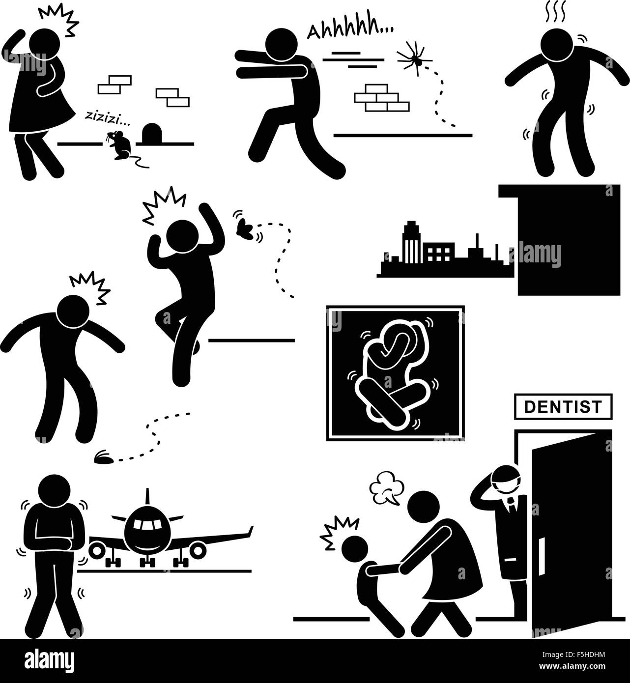 Menschen Phobie Angst Angst Angst Strichmännchen Piktogramm Symbol ...