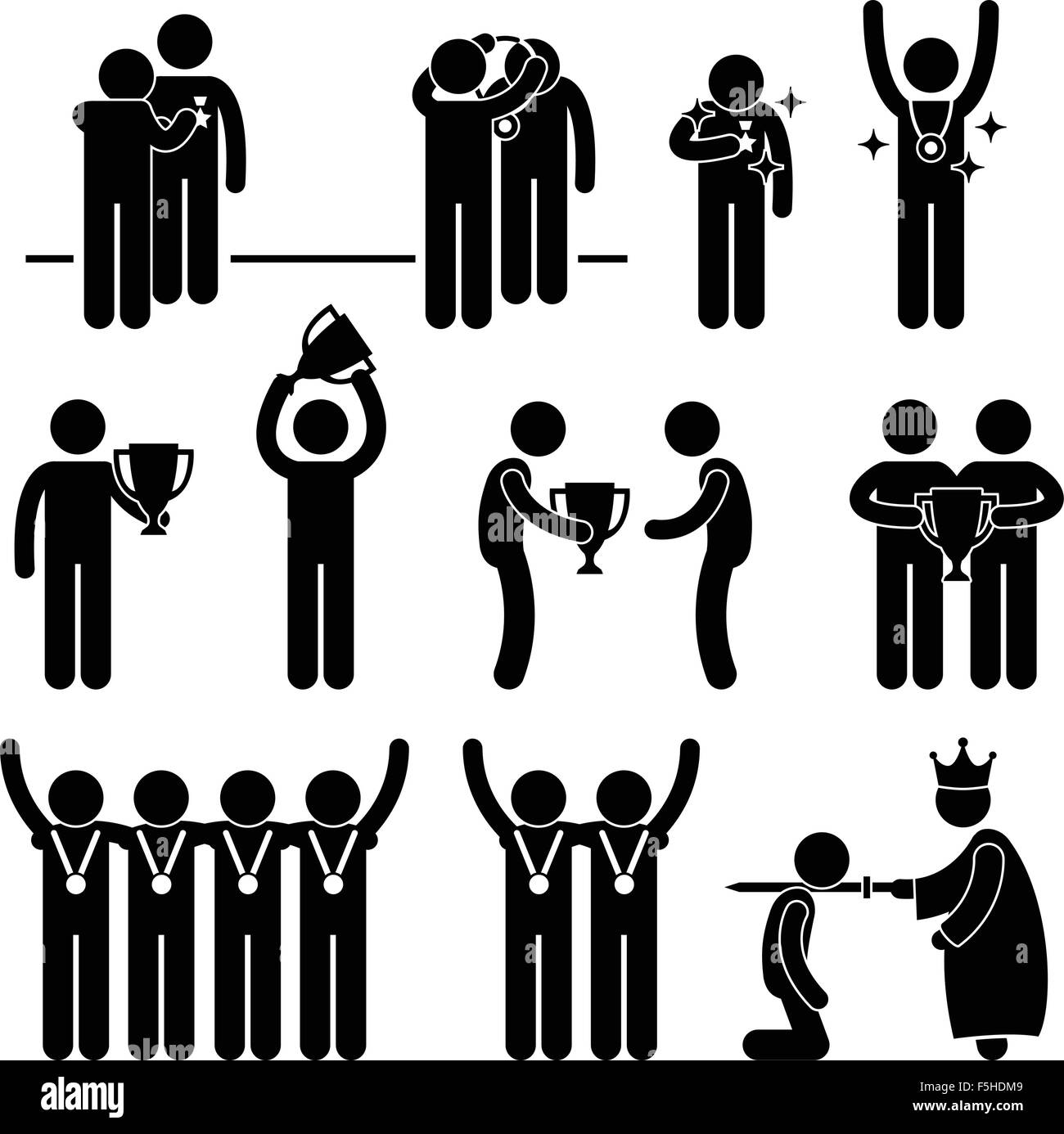 Mann erhält Award Trophäe Medaille Belohnung Preis geadelter Ehre Ehre ...