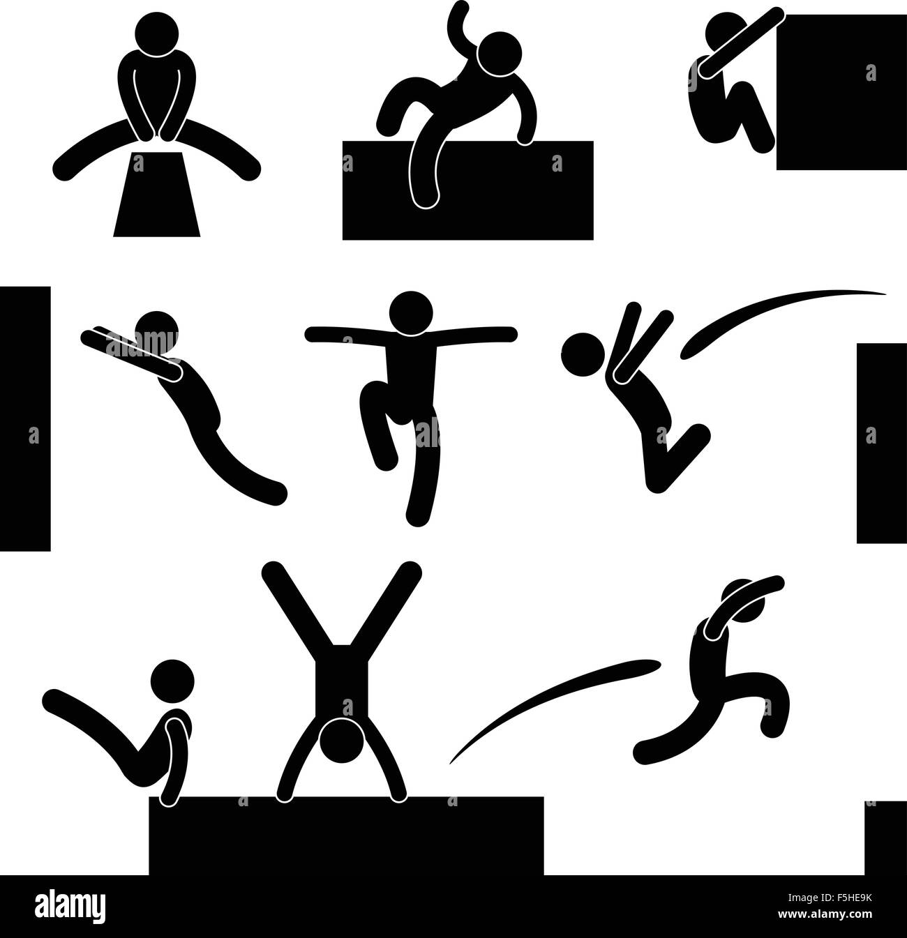 Parkour-Mann, springen, Klettern, springen Acrobat Symbol Symbol ...