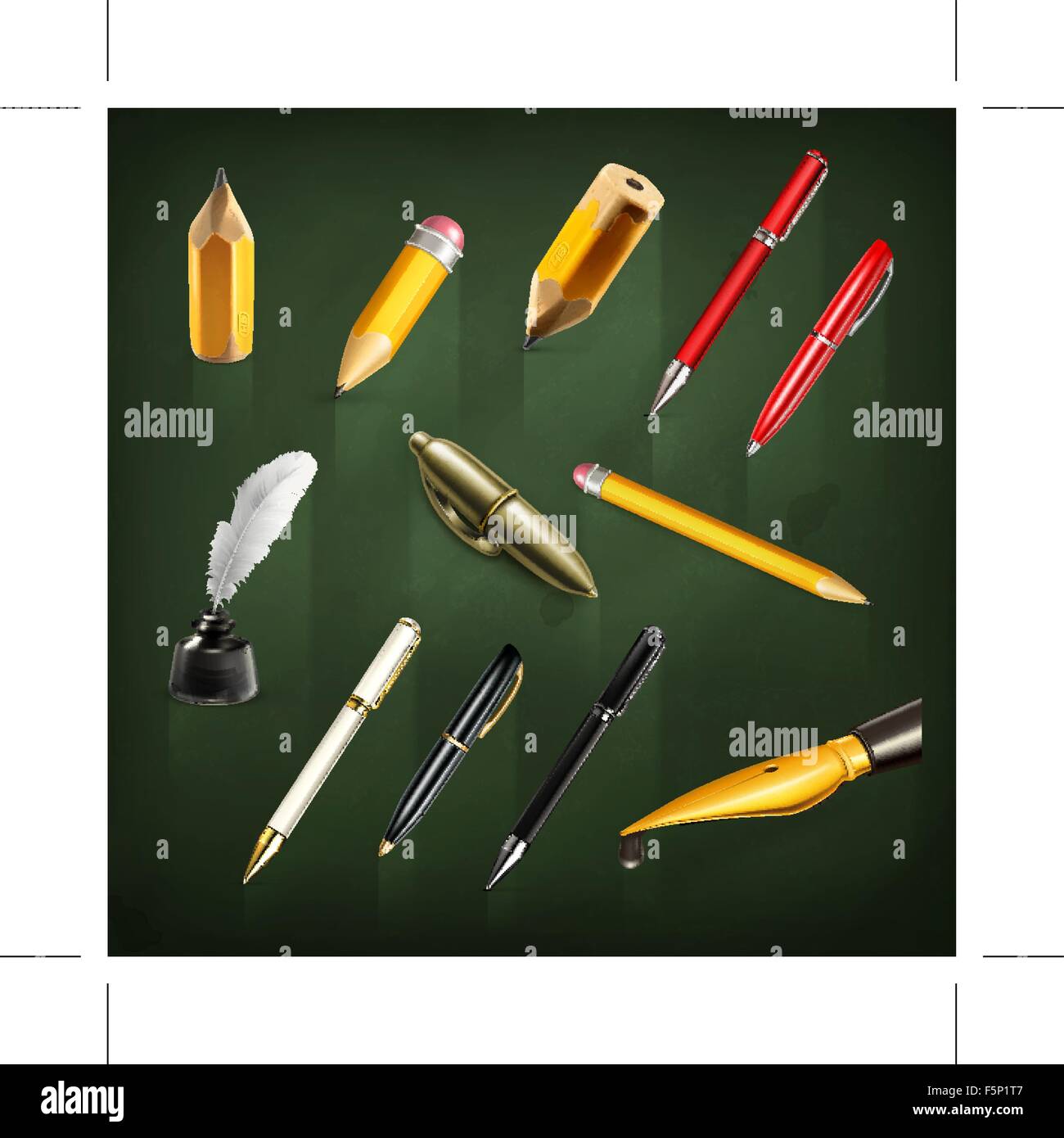 Kugelschreiber und Bleistifte, Set Vektor-icons Stock-Vektorgrafik - Alamy