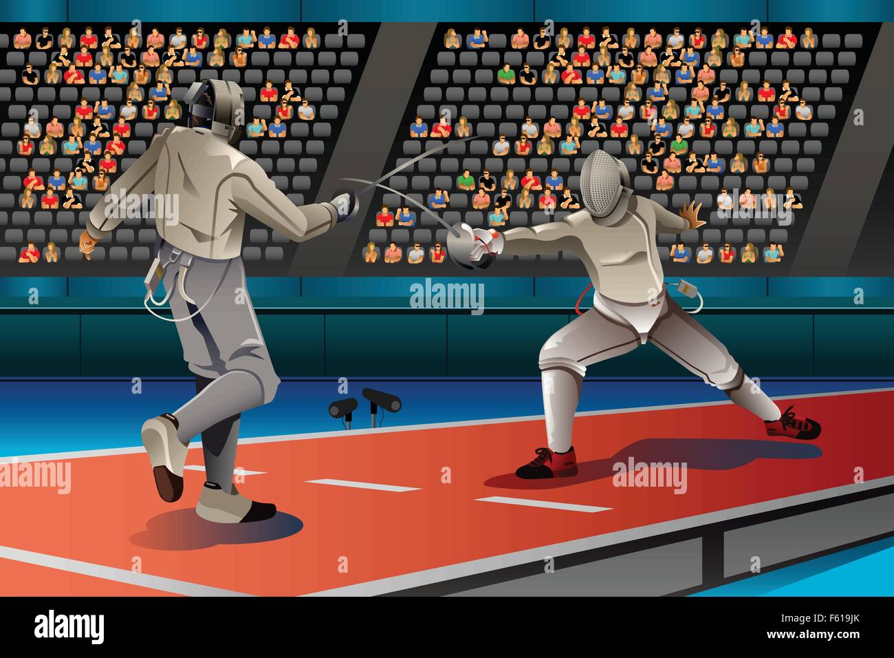 Eine Vektor-Illustration von zwei Männern, die im Wettbewerb um Sport ...