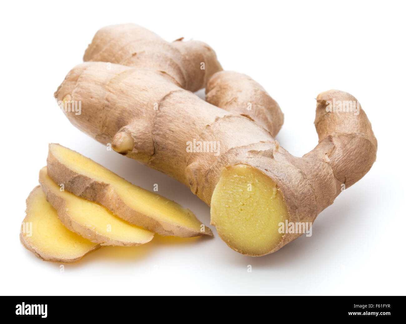 Frische Ingwerwurzel oder Rhizom isoliert auf weißem Hintergrund ...