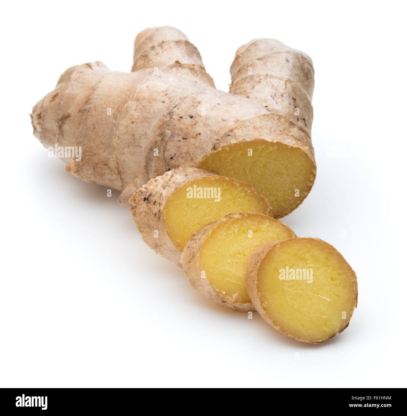 Frische Ingwerwurzel oder Rhizom isoliert auf weißem Hintergrund ...