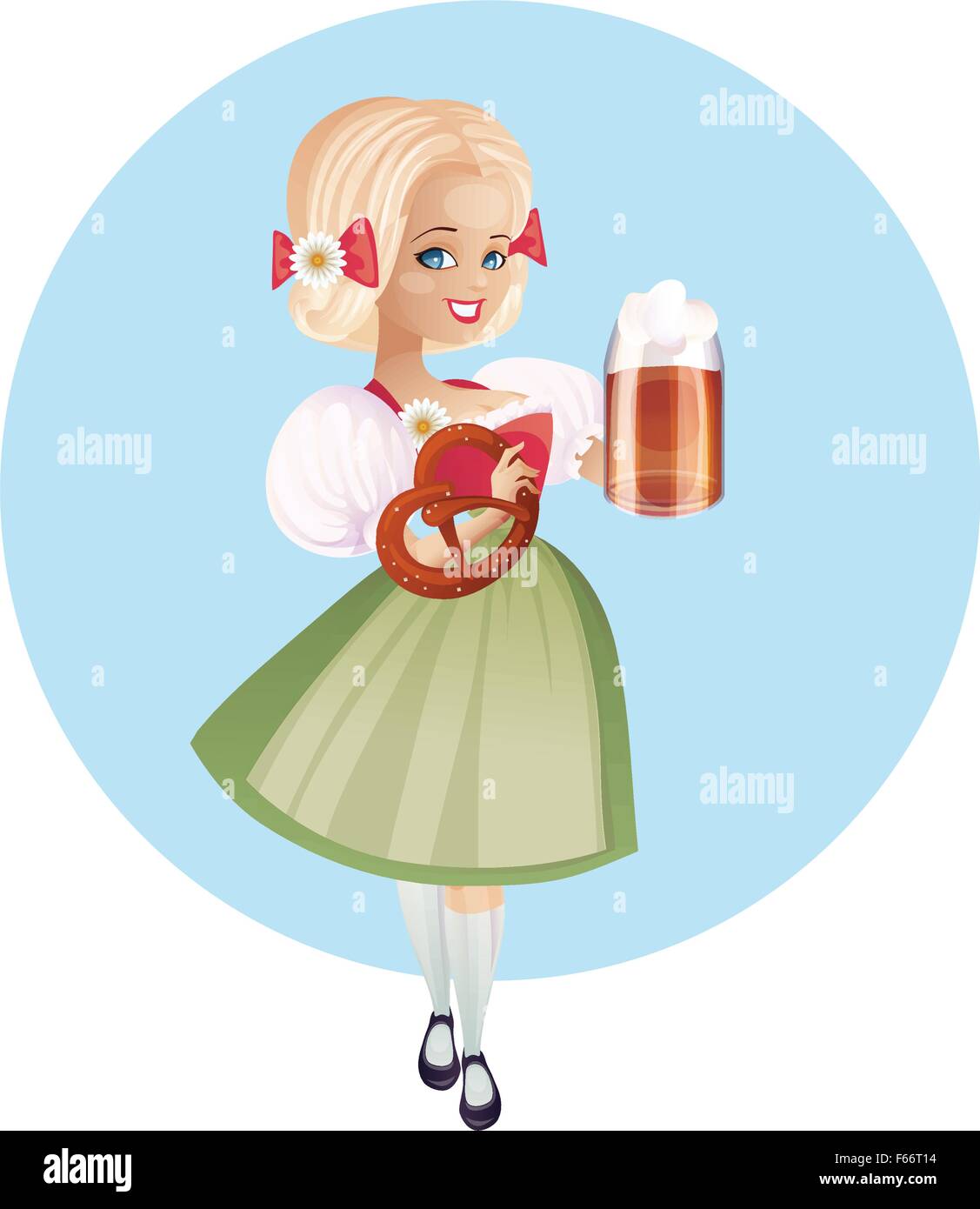 Mädchen im traditionellen dirndl Stock-Vektorgrafiken kaufen - Alamy