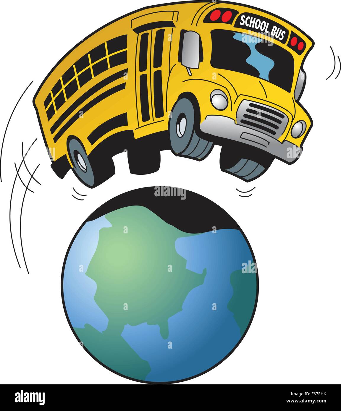 Karikatur von einem Schulbus gehen auf eine Exkursion nach überall in ... Karikatur von einem Schulbus gehen auf eine Exkursion nach überall in ...