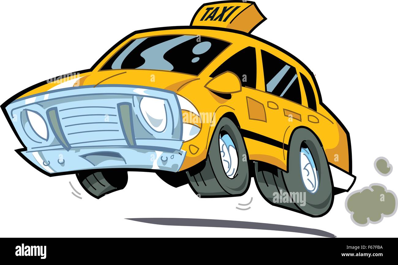 Cartoon Illustration für ein schnelles fahren New York City Taxi Stock ...