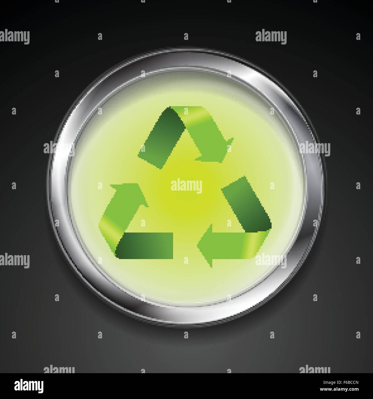 Metallknopf mit grünen Recycling Logo Zeichen. Vektor ... Metallknopf mit grünen Recycling Logo Zeichen. Vektor ...