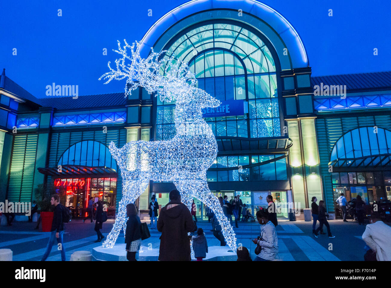 Paris, Frankreich, Weihnachtsdekoration, draußen, Menschen genießen ...