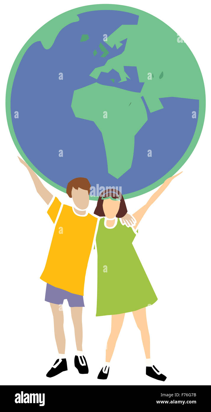 Children and globe illustration -Fotos und -Bildmaterial in hoher ...