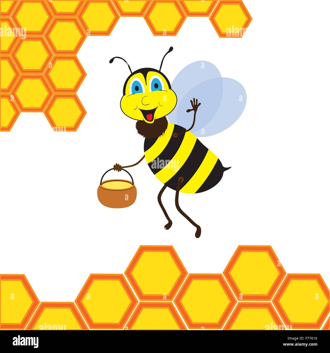Cartoon-Biene mit randvoll Glas Stock-Vektorgrafik - Alamy