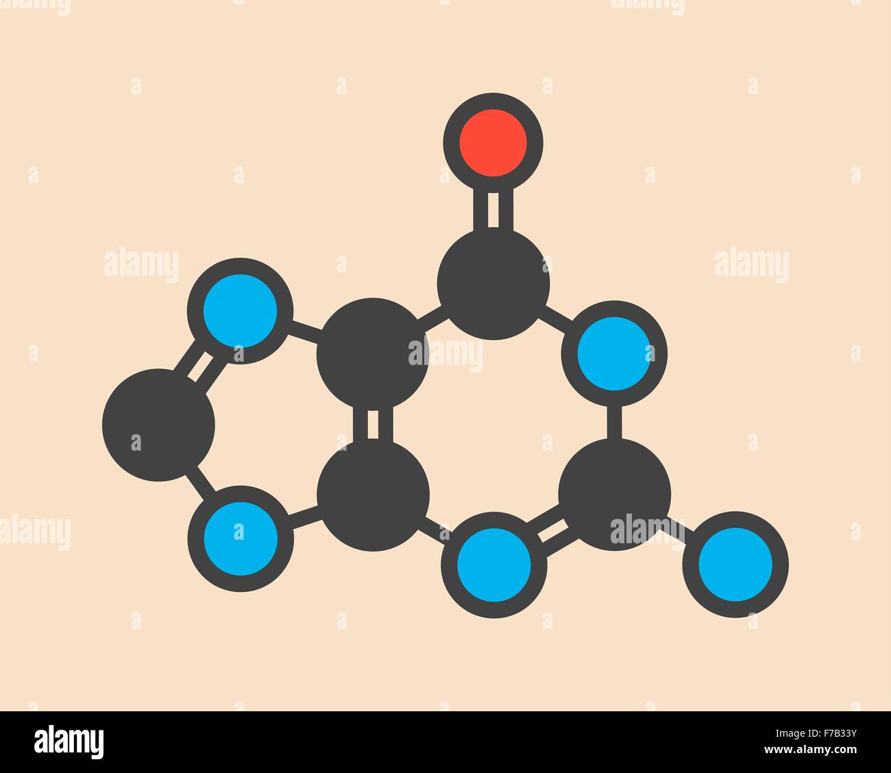 Guanin (G) Purin Nucleobase Molekül. Basis in DNA und RNA. Stilisierte ...