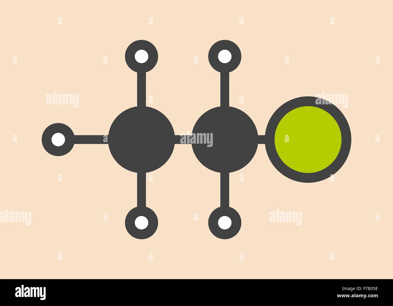 Chloroethane (Ethyl Chloride) Lokalanästhetikum Molekül. Stilisierte ...