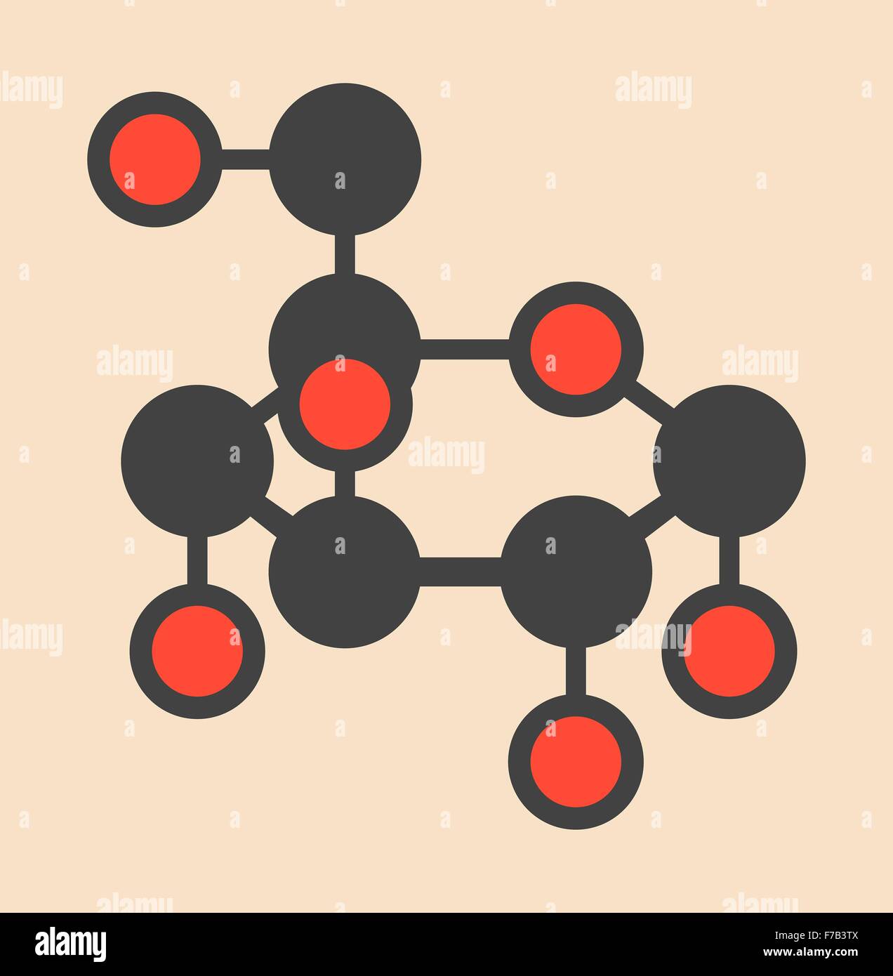 Traubenzucker (Dextrose, Traubenzucker) Molekül (Alpha-D-Glucopyranose ...