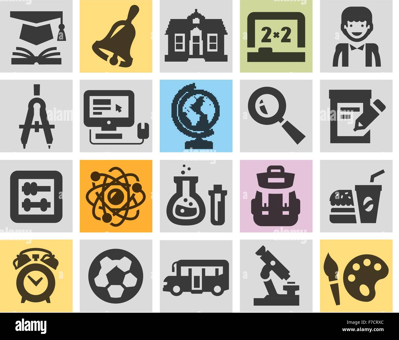 Bildung, Schule set schwarze Symbole. Zeichen und Symbole Stock ...