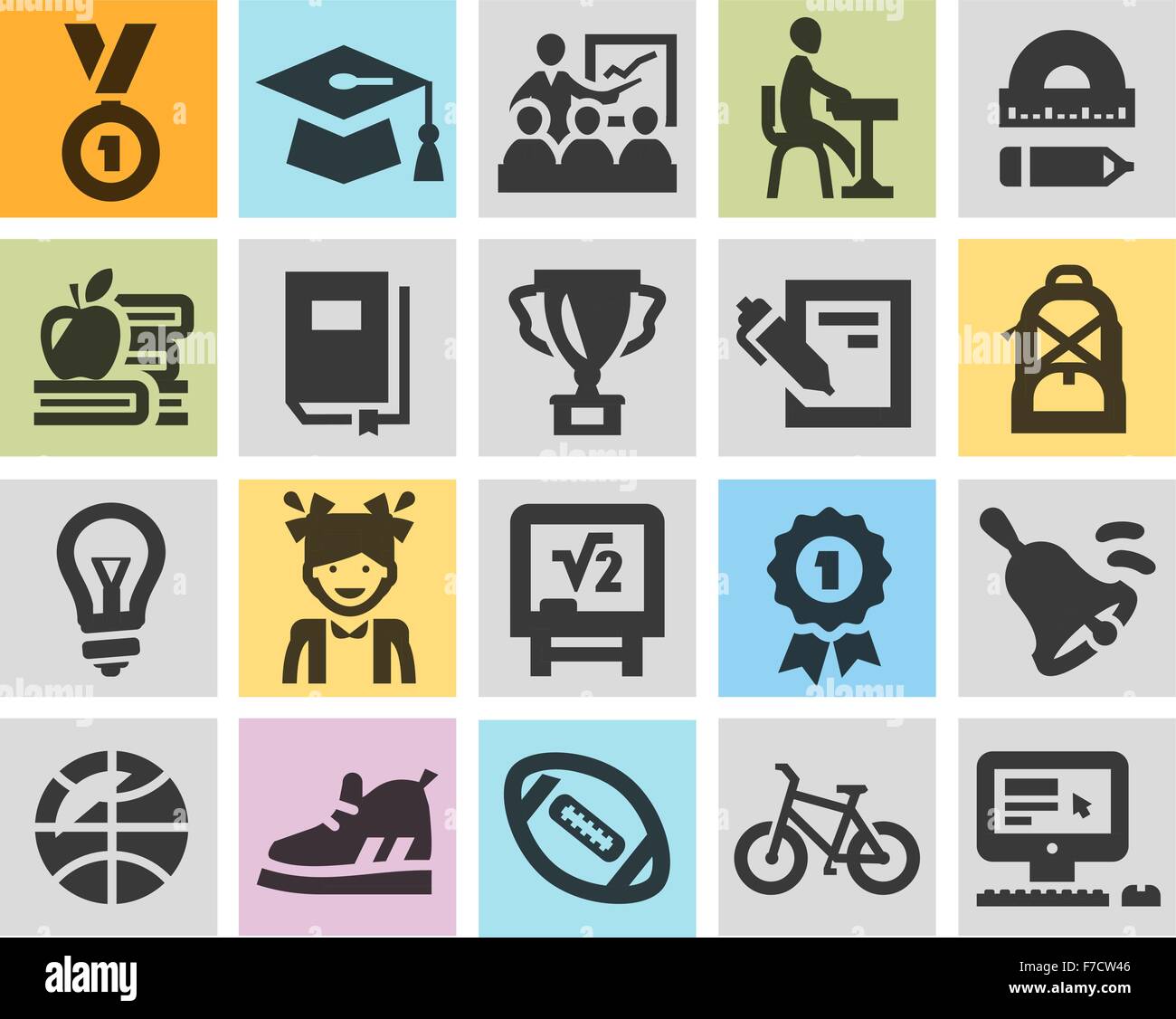 Bildung-Vektor-Logo-Design-Vorlage. Schule oder Studium-Symbole Stock ...