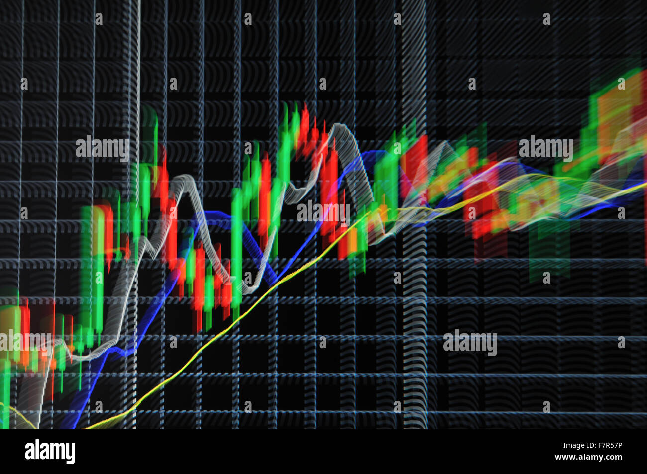 Aktienmarkt Diagramm auf großen LCD-display Nahaufnahme Makro ...