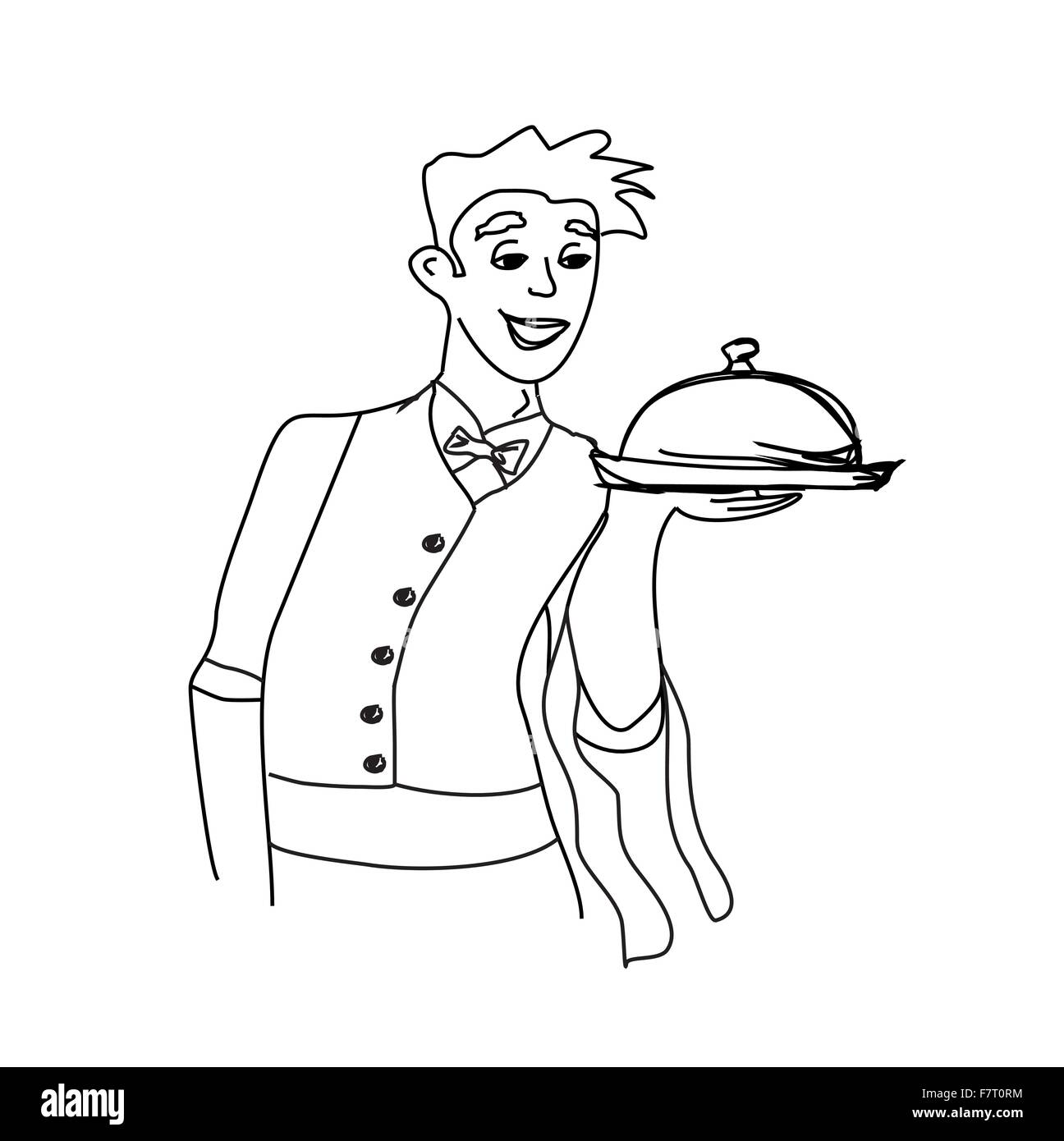 Cartoon-Kellner - lustige Doodle Abbildung Stock-Vektorgrafik - Alamy