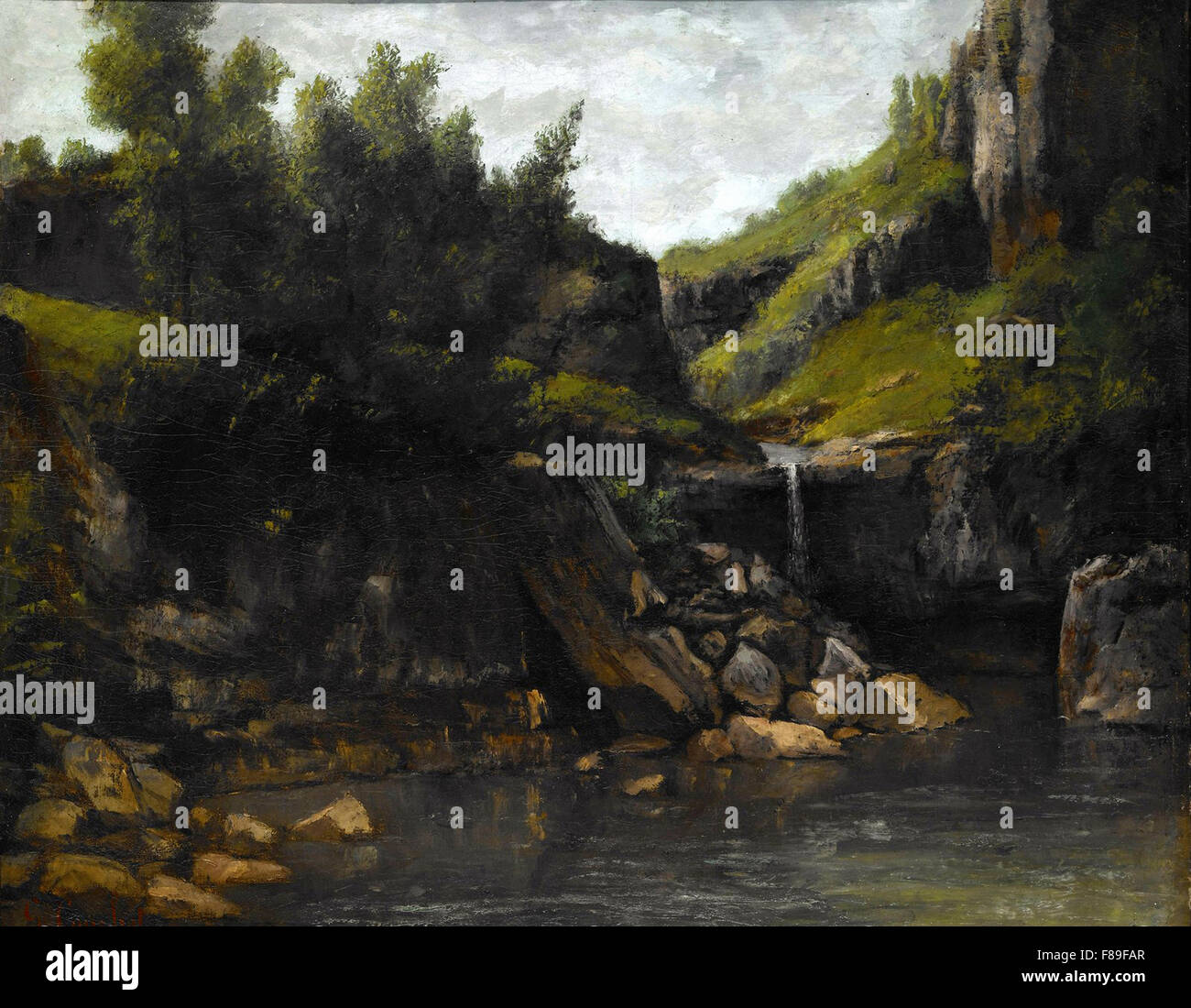 Gustave Courbet - Kaskade in einer felsigen Landschaft Stockfotografie ...