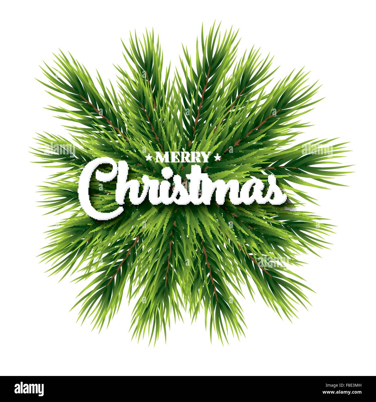 Frohe Weihnachten Schriftzug Karte mit Tannenzweig. Vektor-Illustration ... Frohe Weihnachten Schriftzug Karte mit Tannenzweig. Vektor-Illustration ...