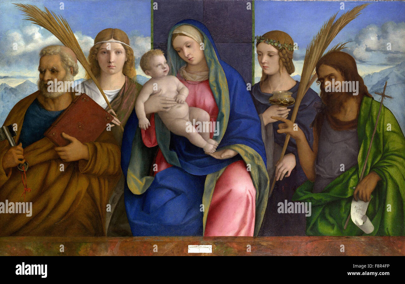Giovanni Bellini - Giambellino - Madonna mit Kind und Heiligen Stockfotografie - Alamy