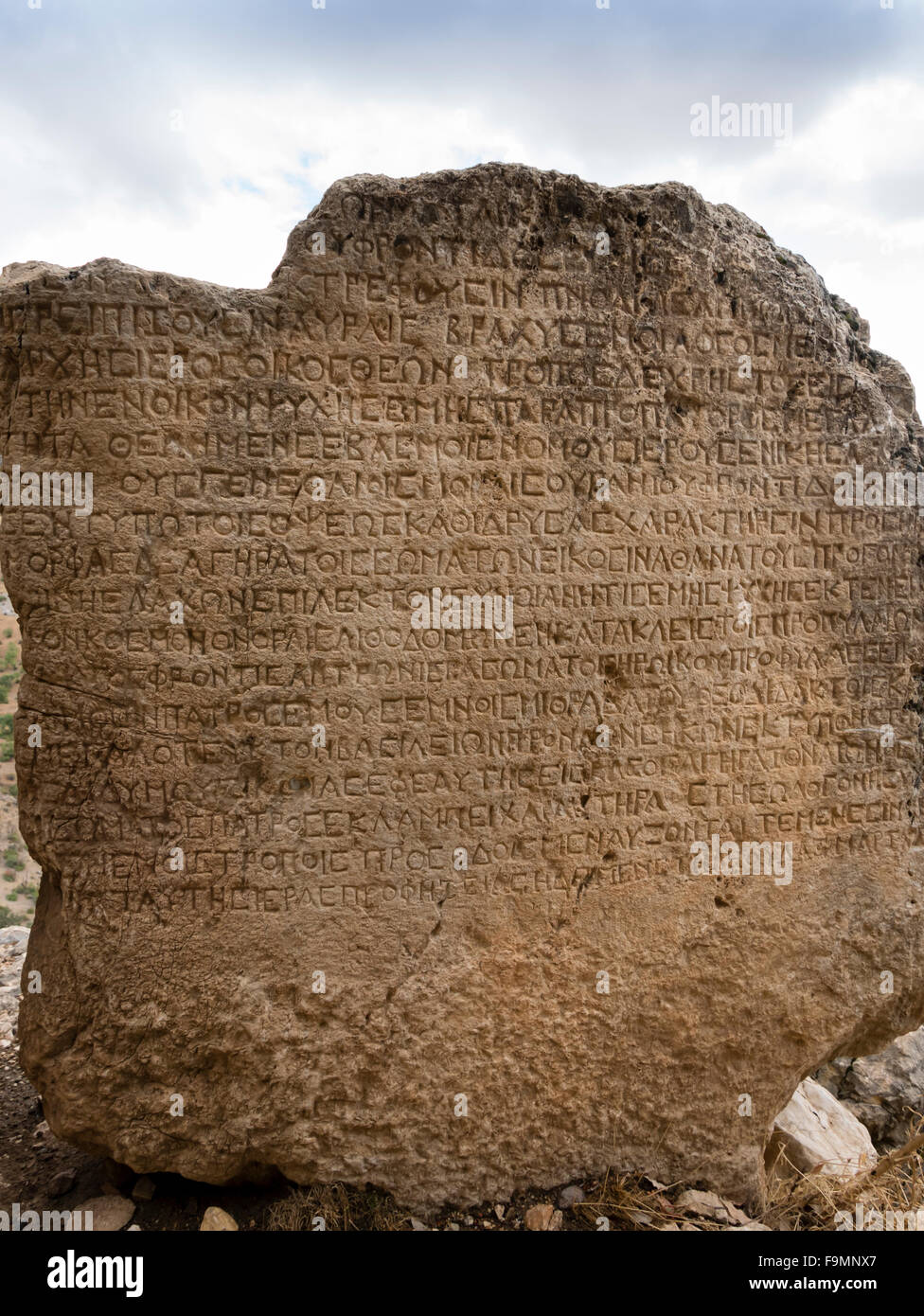Antike griechische Inschrift in der antiken Stadt Arsemia, Schlafwagen ...
