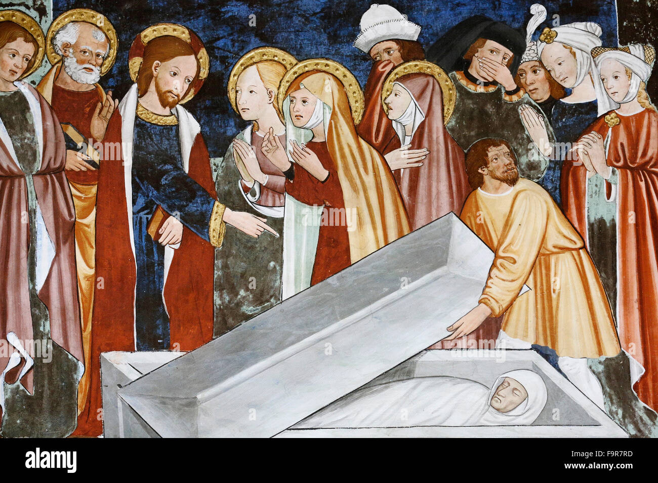 Kapelle Saint-Sébastien, Lanslevillard. Die Auferweckung des Lazarus. 15. Jahrhundert ...