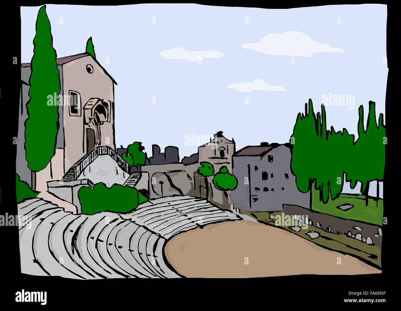 Ancient roman theatre drawing -Fotos und -Bildmaterial in hoher ...