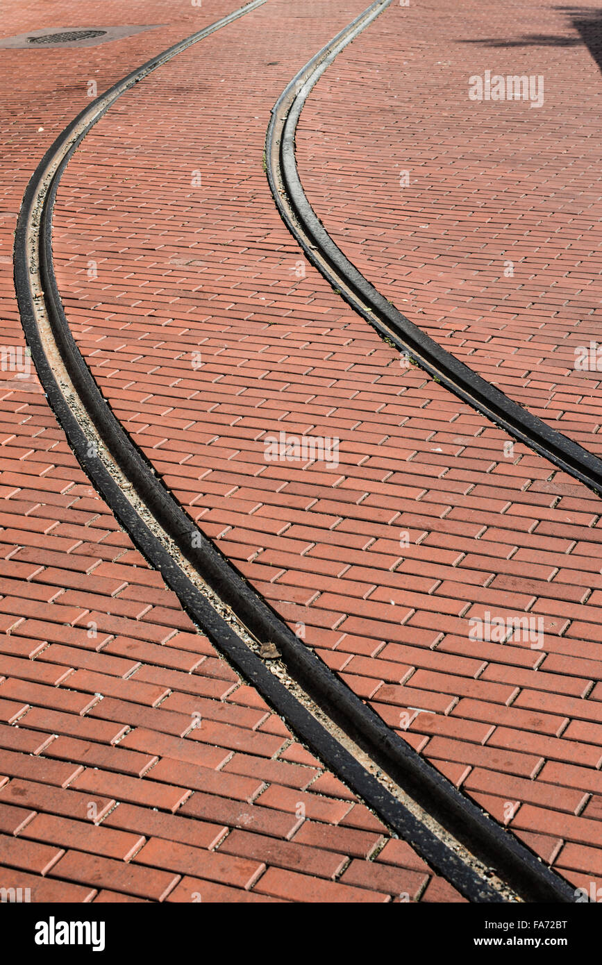 Casco Viejo Tram Lines Brick Street Panama City // PANAMA CITY, Panama ...