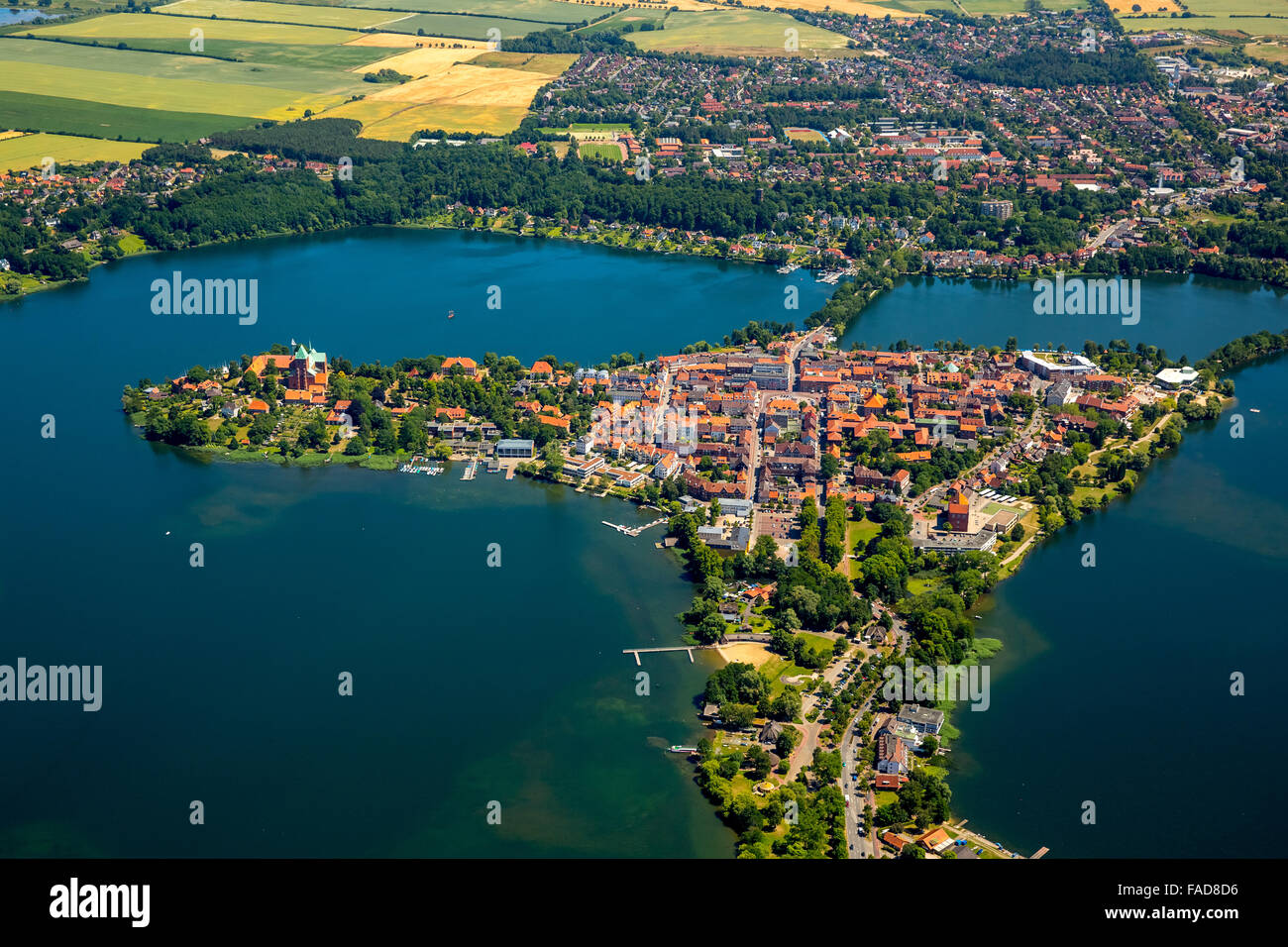 Luftaufnahme, Halbinsel, Ratzeburger See, Domsee, Küchensee, Ratzeburg, Lübecker Bucht ...