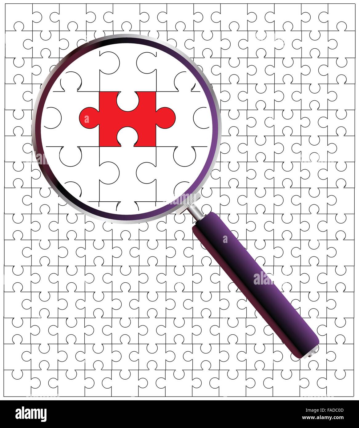 Ein Puzzle unter der Lupe Stock-Vektorgrafik - Alamy