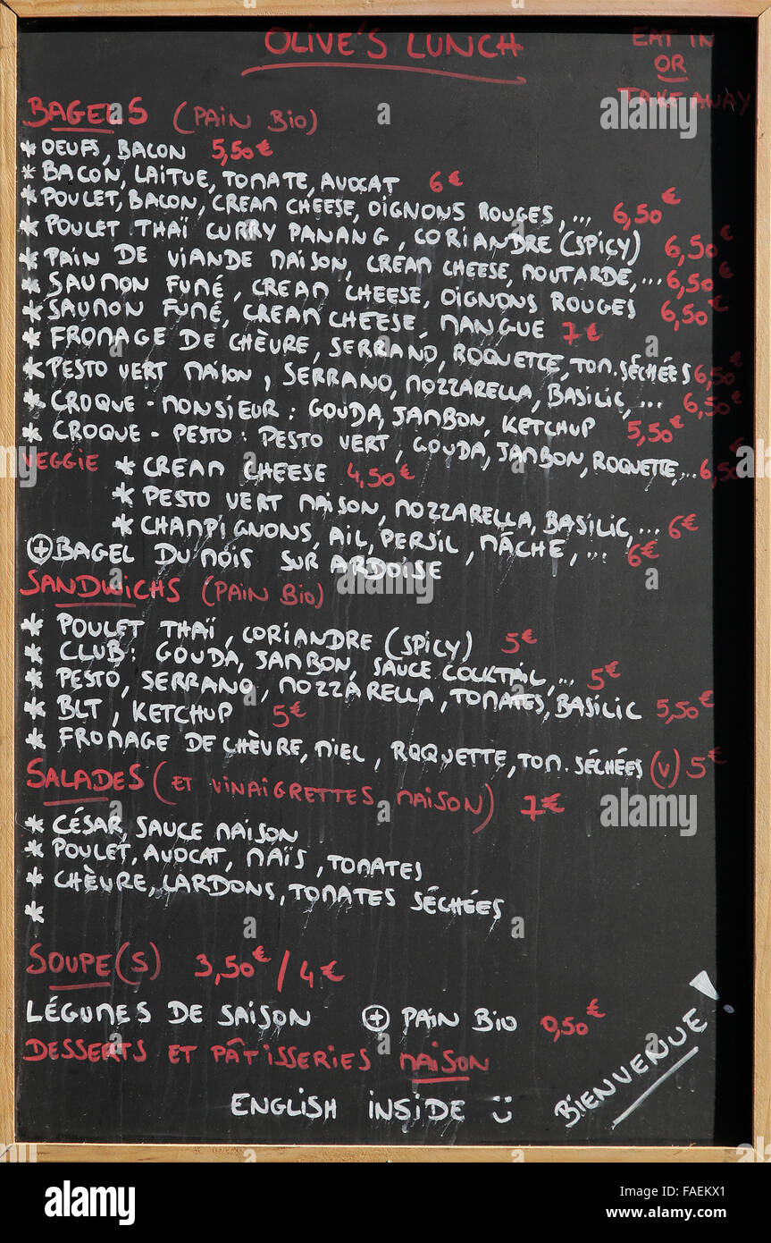 French menu -Fotos und -Bildmaterial in hoher Auflösung – Alamy