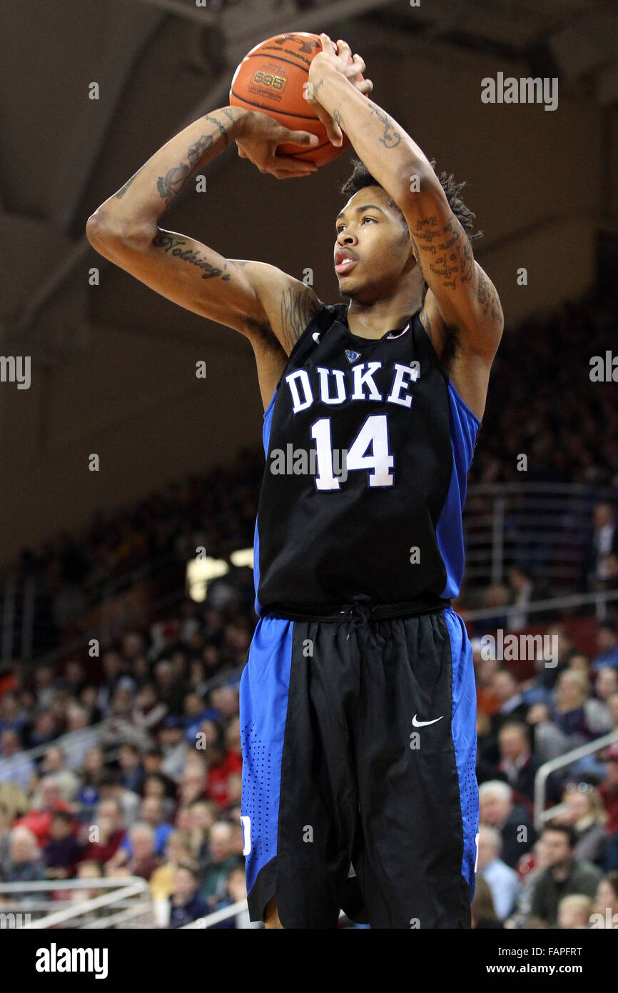 Conte Forum. 2. Januar 2016. MA, USA; Duke Blue Devils Guard Brandon ...
