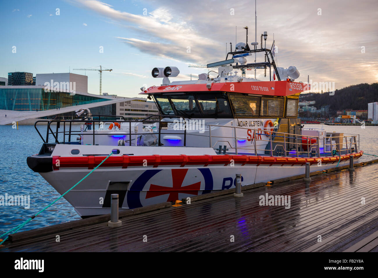 Europäisches Nordmeer Rettungsboot Redningsselskapet vertäut in Oslo ...
