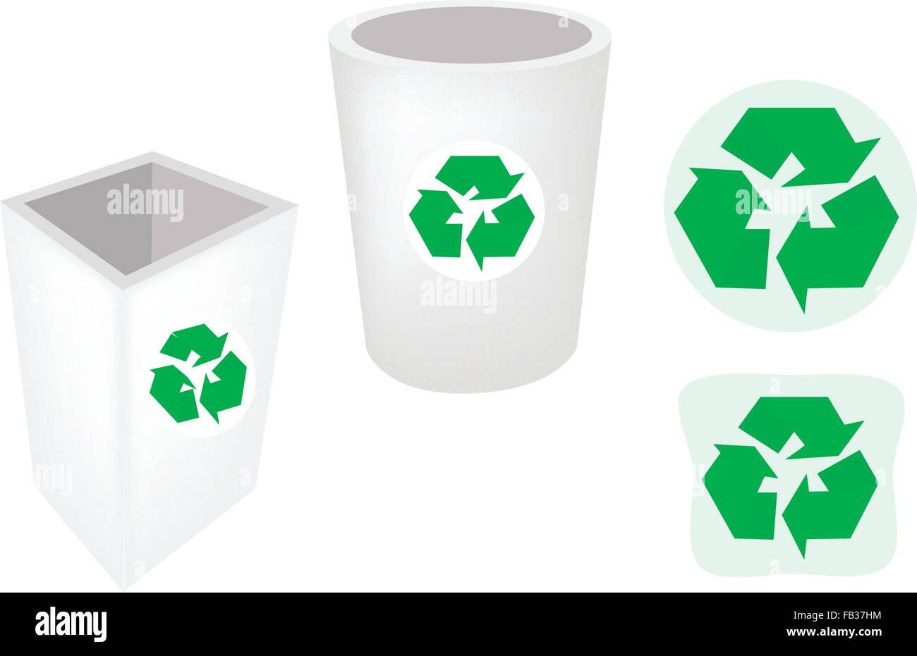 Go Green, Darstellung der Papierkörbe oder Mülltonnen mit Recycling ...