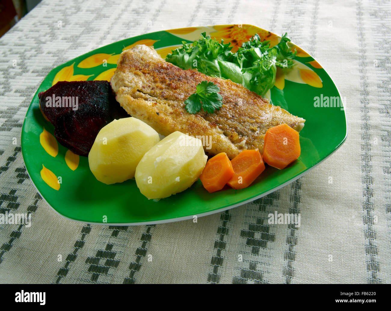 Gebakken Sliptong - gebratener Fisch Seezunge. Niederländische Küche ...